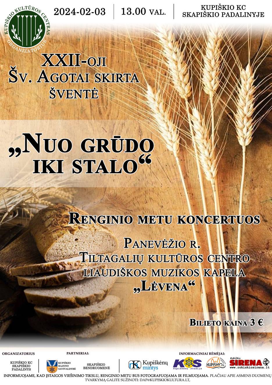 XXII-oji Šv. Agotai skirta šventė „Nuo grūdo iki stalo“